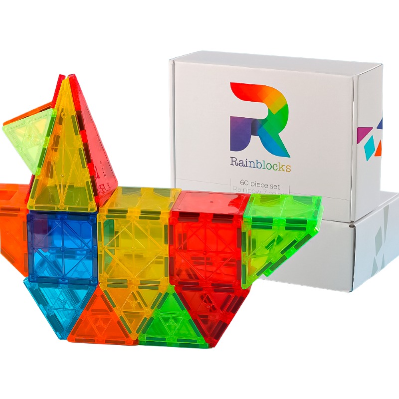 Dabdoob | Rainblocks Magnetic Tiles Rainbow Colors Building Blocks - 60 Pcs